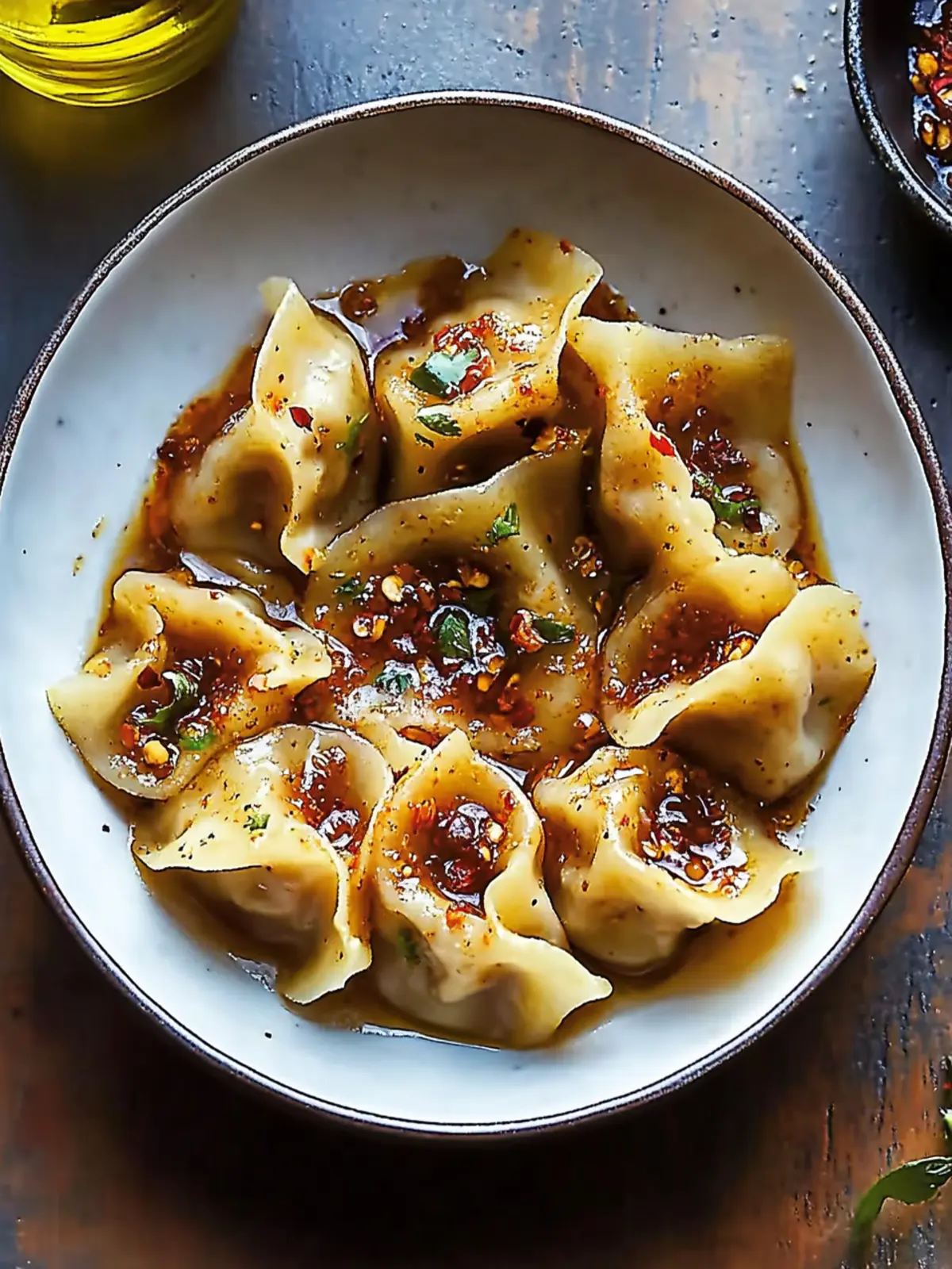 Irresistible Mild Spicy Won Tons With Chile Oil Recipe