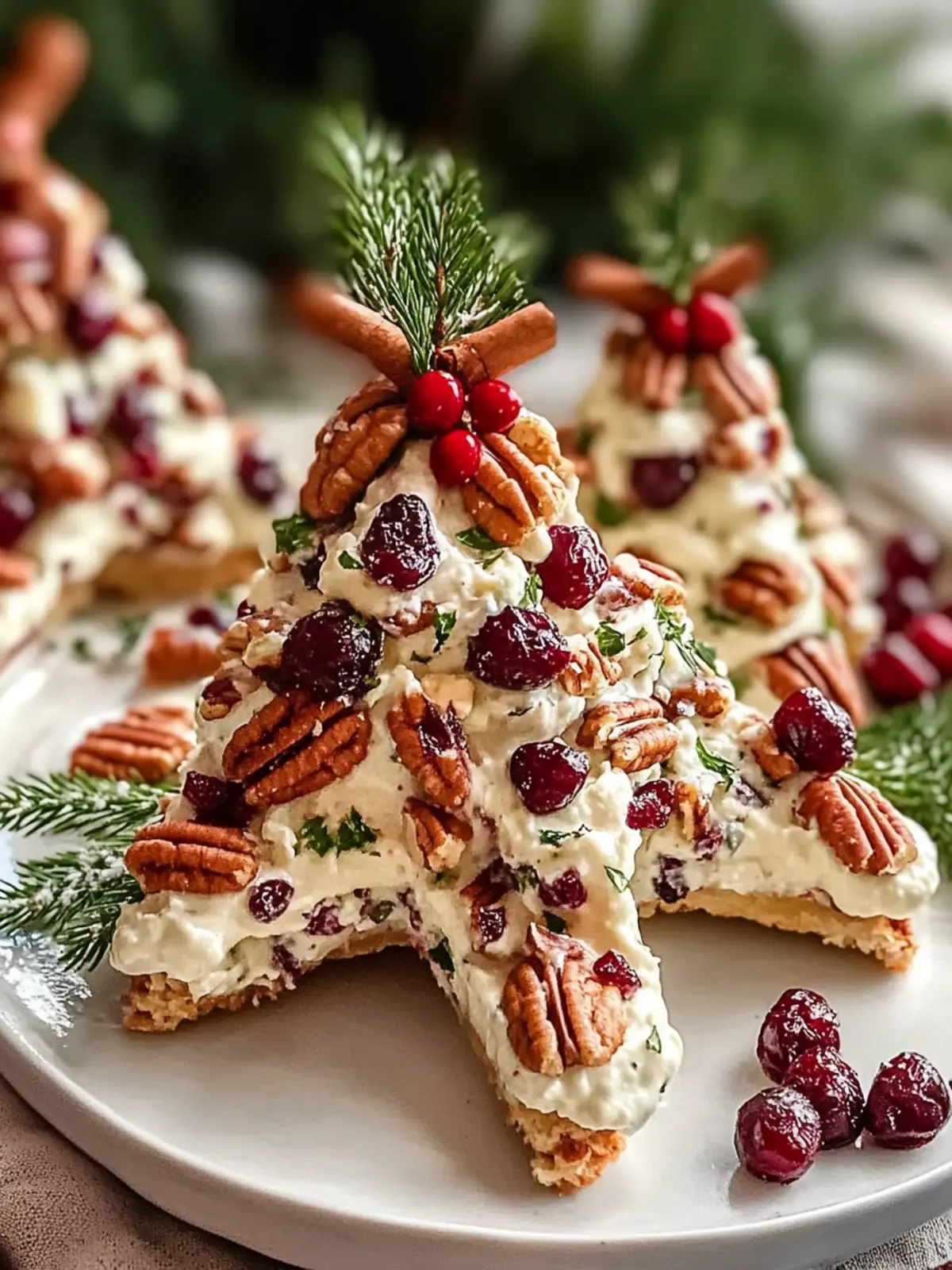 Irresistible Creamy Cranberry Pecan Christmas Tree Appetizers