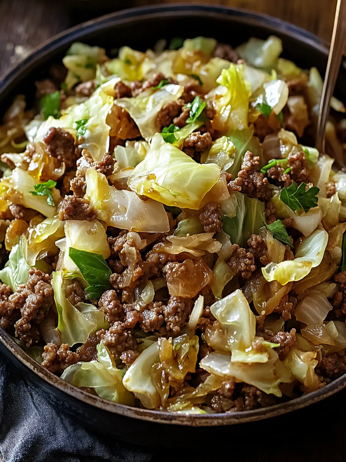 Easy Ground Beef and Chopped Cabbage Skillet Recipe