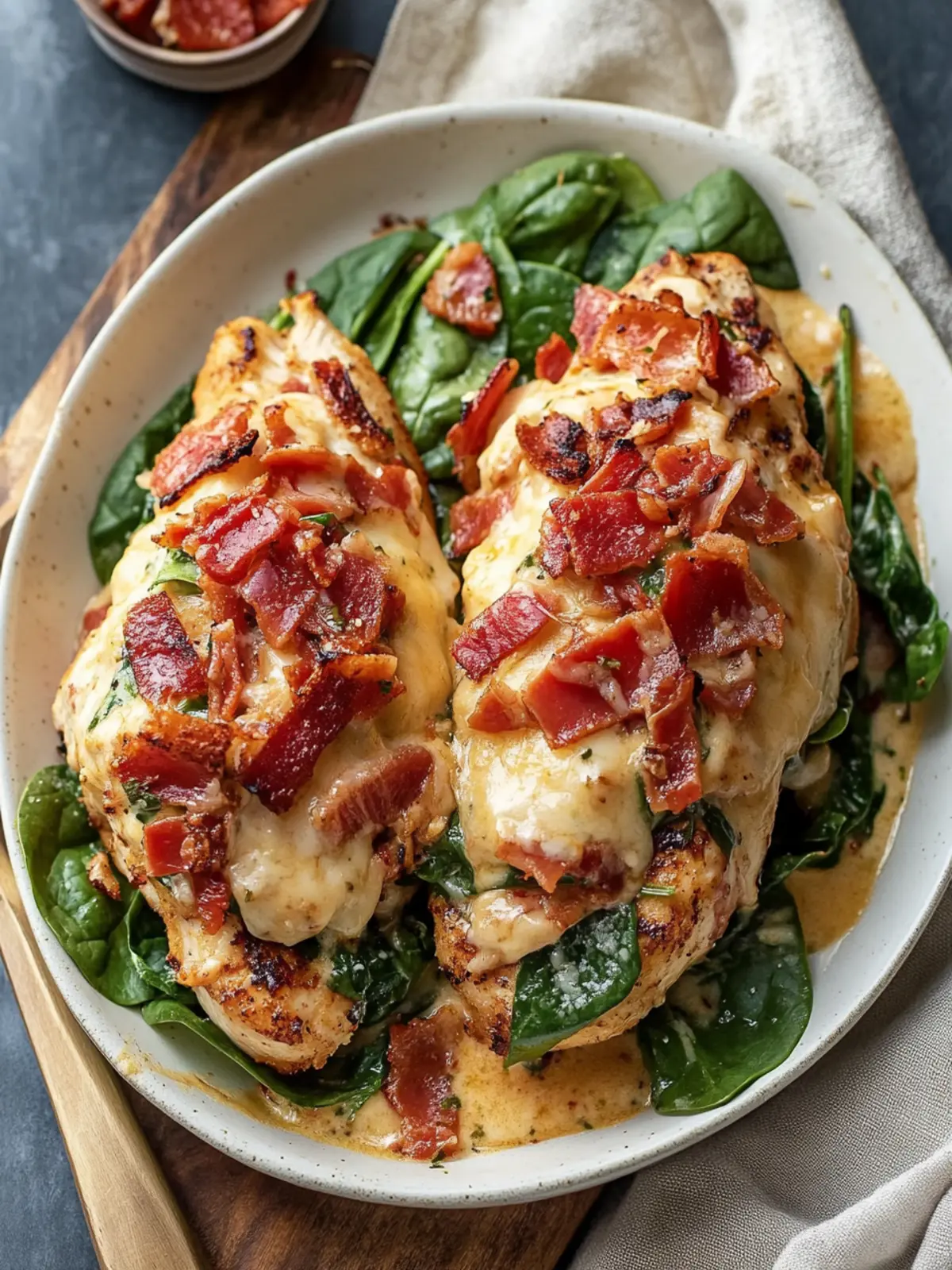 The Ultimate Smothered Chicken BLT with Spinach and Parmesan