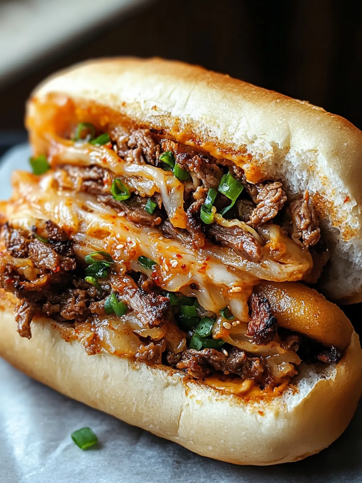 Irresistible Korean-Inspired Kimchi Bulgogi Cheesesteak Delight