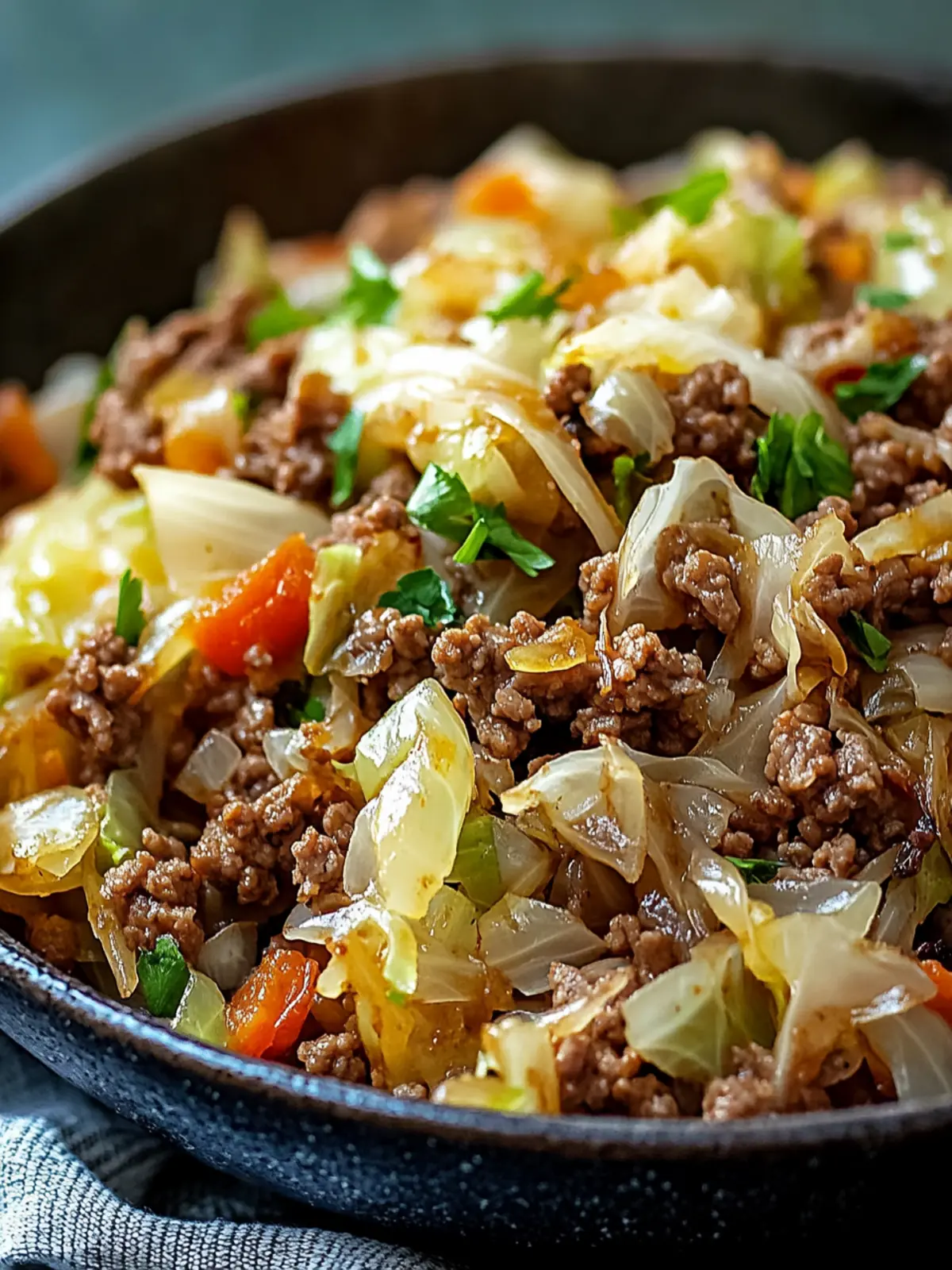 Easy Ground Beef and Chopped Cabbage Skillet Recipe
