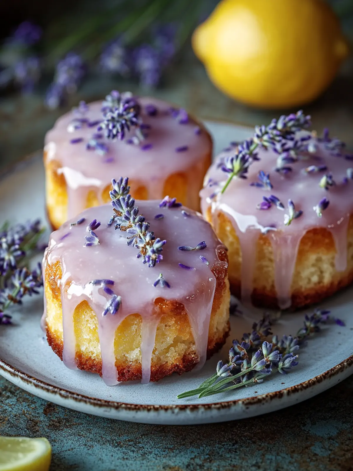 Irresistible Mini Lemon Cakes with Lavender Glaze