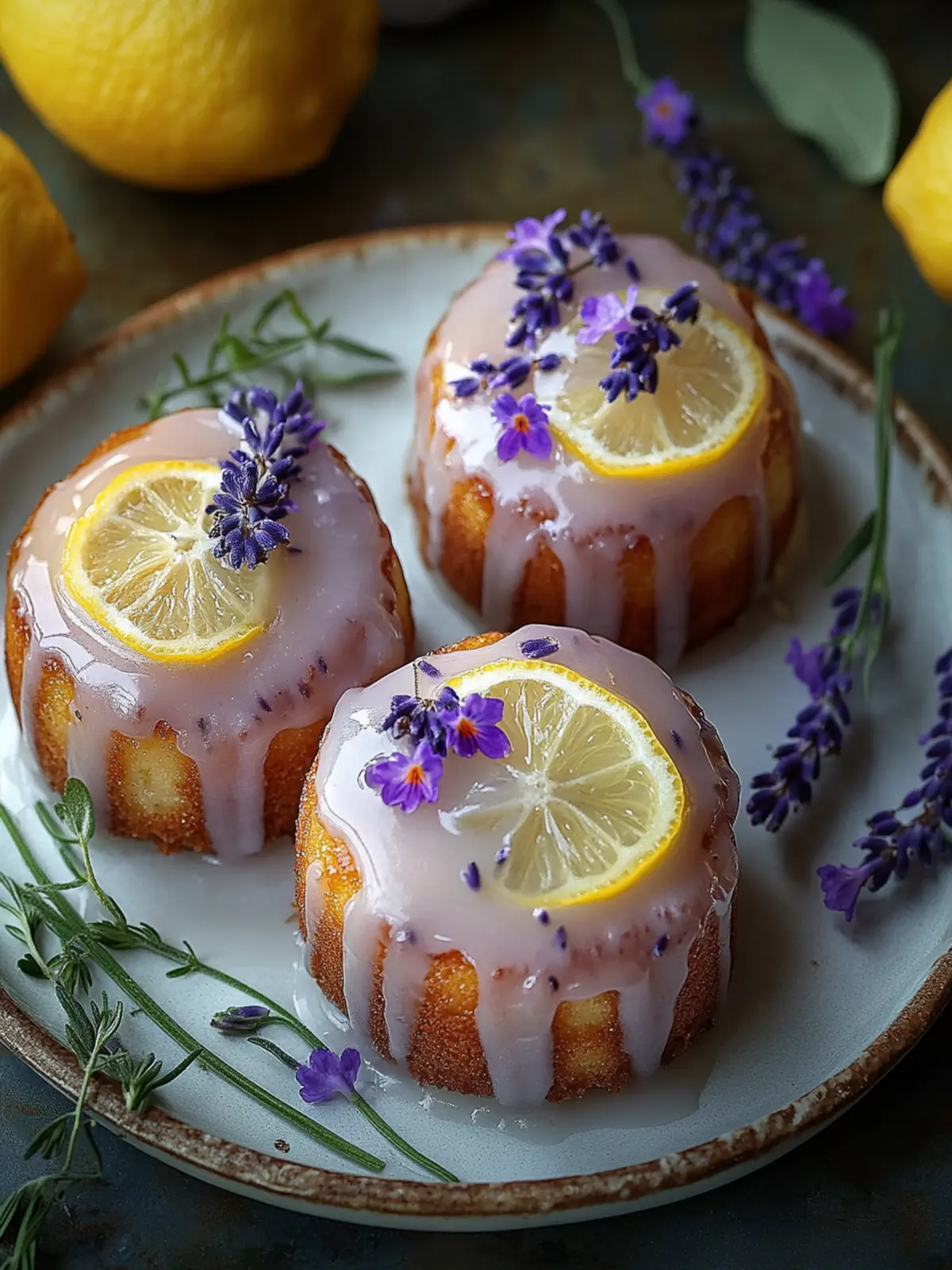 Irresistible Mini Lemon Cakes with Lavender Glaze