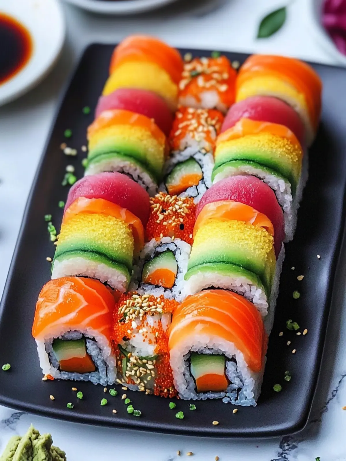 Irresistible Vibrant Rainbow Sushi Rolls: A Delicious Vegan Delight