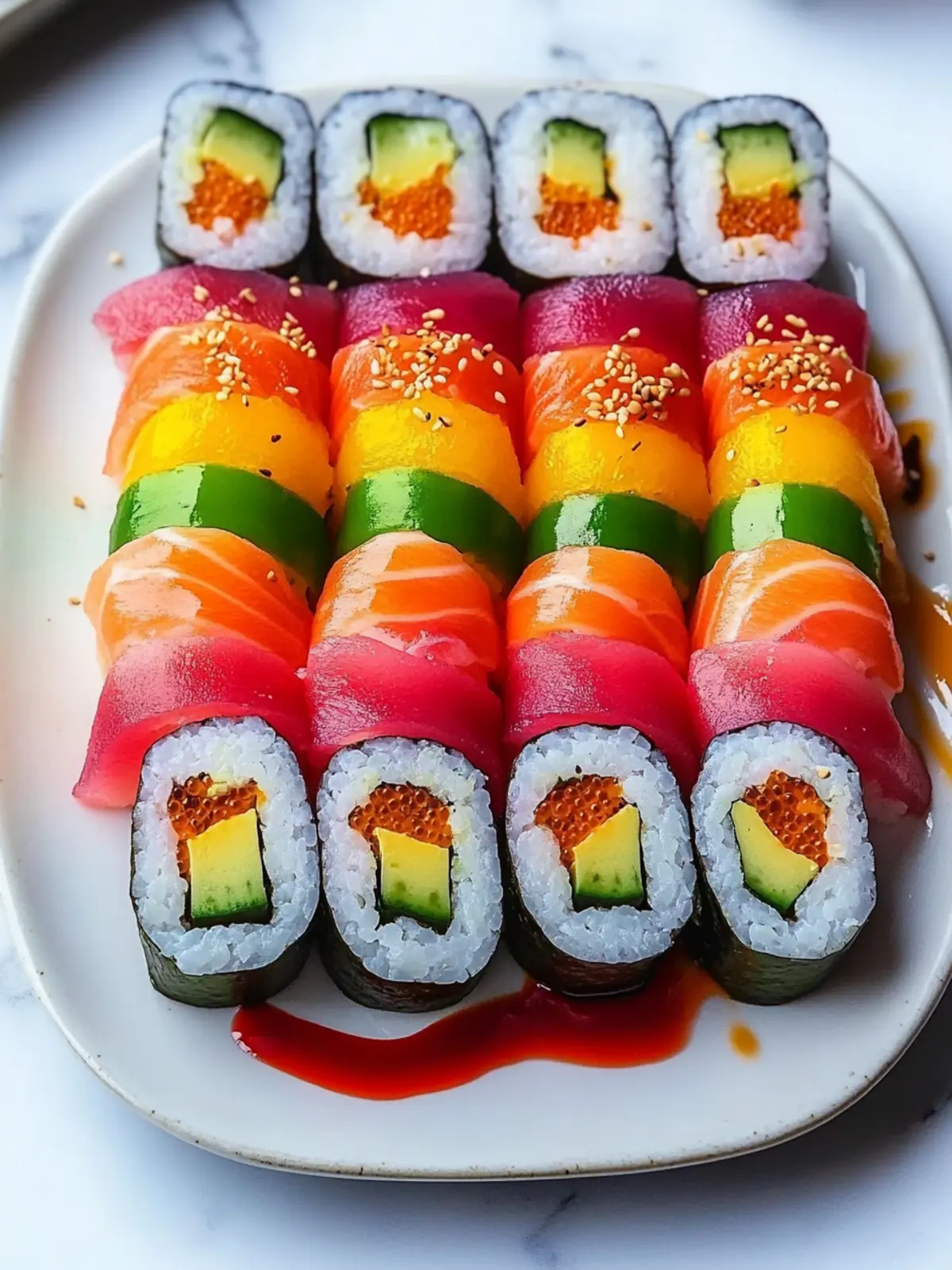 Irresistible Vibrant Rainbow Sushi Rolls: A Delicious Vegan Delight